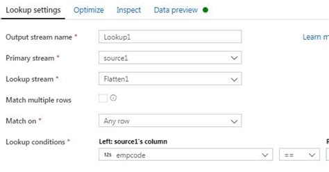Using Lookup In ADF Data Flow