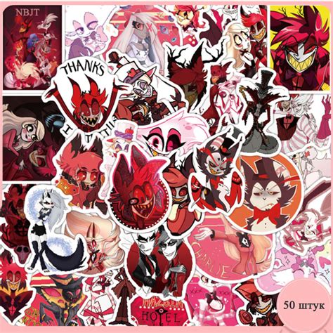 50 штук Набор наклеек Отель Хазбин Hazbin Hotel для творчества и