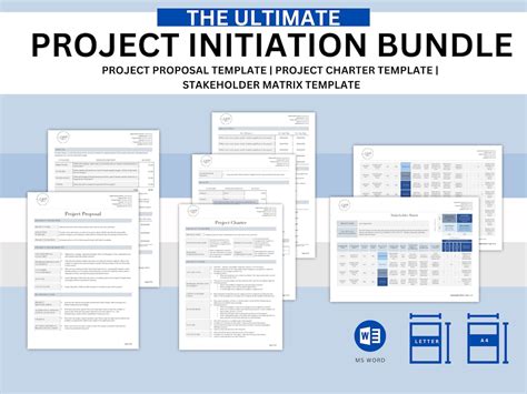 Bundle Project Proposal Template Project Charter Template Stakeholder Matrix Project