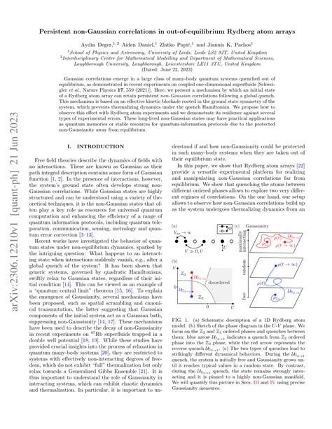 Pdf Persistent Non Gaussian Correlations In Out Of Equilibrium Rydberg Atom Arrays