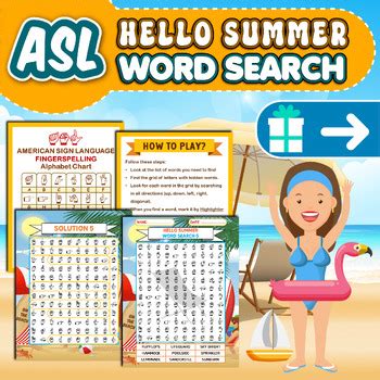 Asl Alphabet American Sign Language Hello Summer Word Search Puzzles