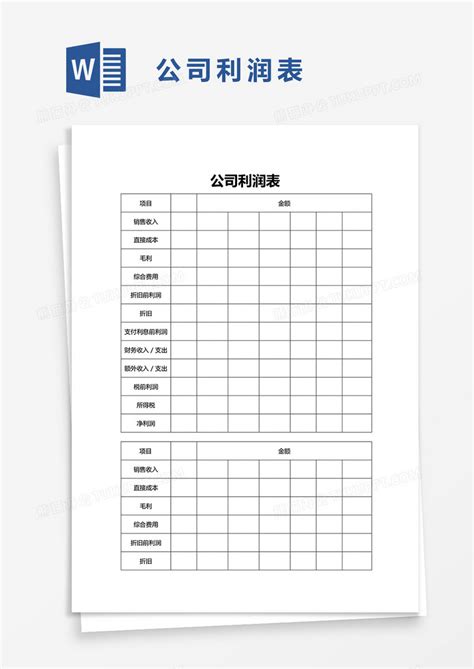 利润表7word模板下载利润表图客巴巴 利润表7word模板下载利润表图客巴巴