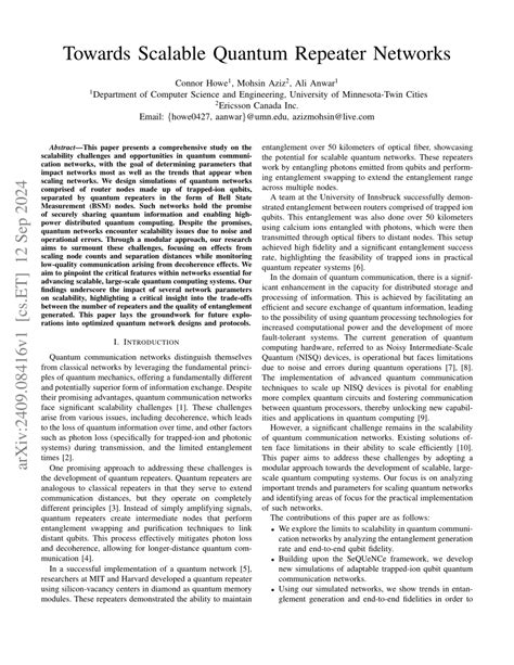 Pdf Towards Scalable Quantum Networks