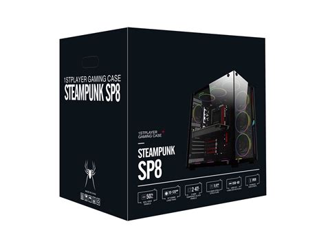 CASE 1STPLAYER STEAMPUNK SP8 ( SP8 ) S/ FUENTE | 2 PANEL VIDRIO | LED -RGB