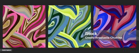 추상 벡터 원활한 색상 패턴 집합입니다 스폿 드롭 타원형 슬라이스 레이어드 텍스처 미친 사이키델릭한 디자인 인쇄 디자인 직물 벽지 종이 등 0명에 대한 스톡 벡터 아트 및