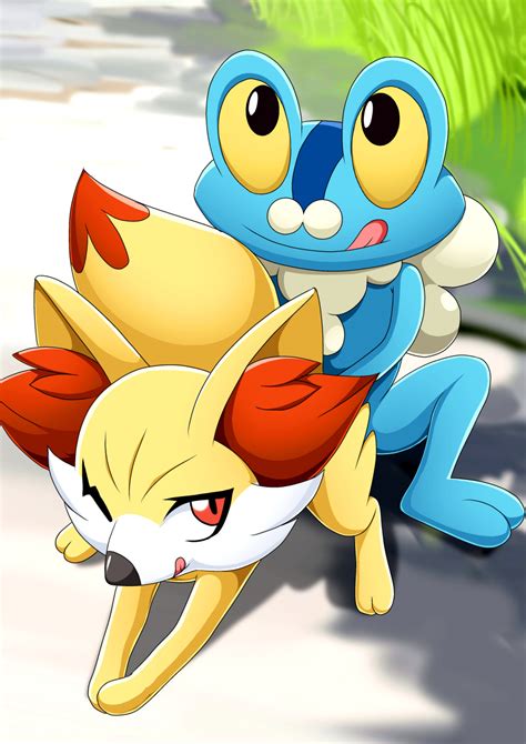 Rule 34 Bbmbbf Female Fennekin Fox Froakie Frog Male Male Female One Eye Closed Palcomix