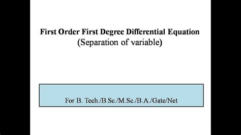 separation of variables ode youtube