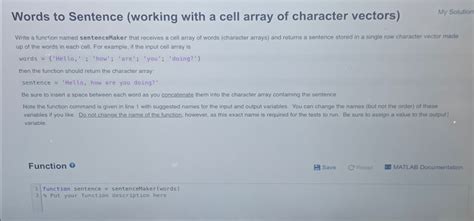 Solved Words To Sentence Working With A Cell Array Of