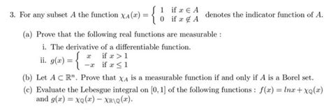 Solved For any subset A the function χA x if xA if Chegg