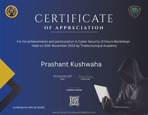 Cybersecurity Certificateofappreciation Digitaldefense