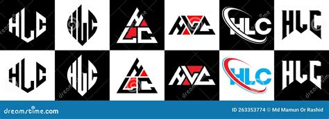 Hlc Letter Logo Design In Six Style Hlc Polygon Circle Triangle Hexagon Flat And Simple