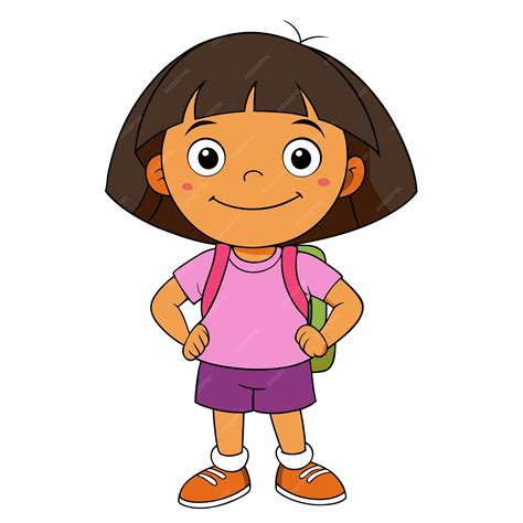 Dora The Explorer Vector Cartoon Character Sticker Vector Premium Ai