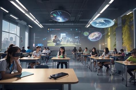 Premium Ai Image The Integration Of Augmented Reality In The Futuristic Classroom