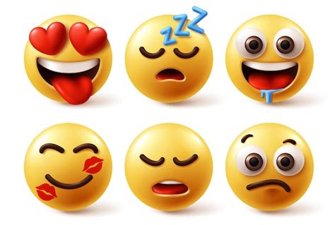 Premium Vector Emojis Shy Emoticon Characters Vector Set Emoji