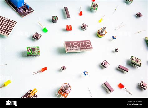Micro Electronics Arduino DIY Components On A Light Background Top View Copy Space