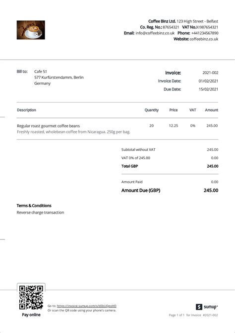 How To Create A Reverse Charge Invoice Sumup Invoices