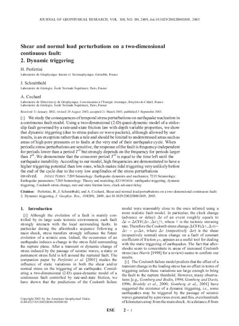 Shear And Normal Load Perturbations On A Two Dimensional Continuous