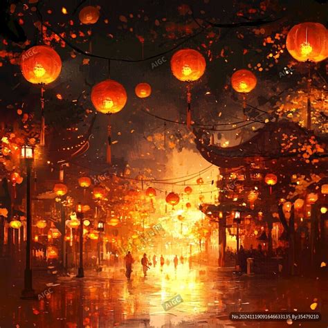 Ai创作图挂满灯笼的街道 古代灯笼夜景人物 挂满灯笼的小街 古风人物喜庆灯饰 灯笼装饰路 水墨风灯会 中华传统节日夜景 夜晚黄灯笼 翠华路灯笼路面 城市与灯笼 元宵节灯笼下 元宵赏灯场景 号