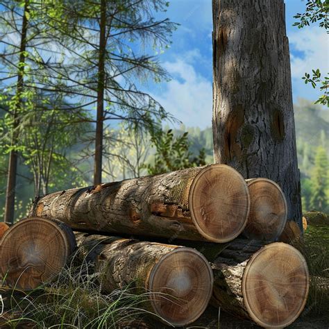Free Photo 3d Rendering Of Wood Logs