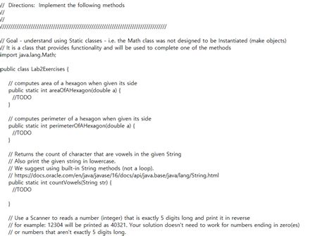Solved Directions Implement The Following Methods Chegg Com