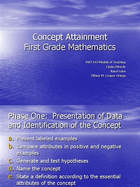 Concept Attainment First Grade Mathematics Mat 643 Models Of Teaching Linda Diverde Karol Gans