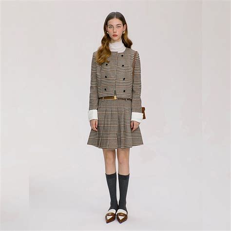 글렌체크 플리츠 스커트