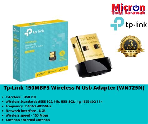 Tp Link Wn N Mbps Wireless N Usb Adapter Nano Size Usb
