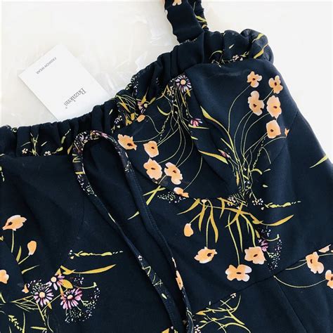 Bazaleas летнее платье с цветочным принтом черное с бантом регулируемое на бретельках