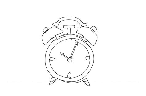 Premium Vector Alarm Clock Continuous One Line Drawing