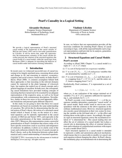 Pdf Pearls Causality In A Logical Setting