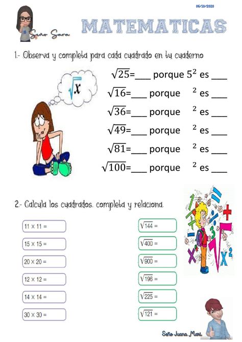 Ejercicio De Raíz Cuadrada 2 Classroom Themes Math School Subjects