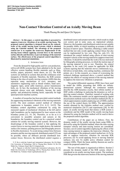 Pdf Non Contact Vibration Control Of An Axially Moving Beam