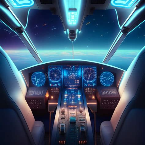Cockpit Of A Spaceship In The Night Sky 3d Rendering Ai Generated