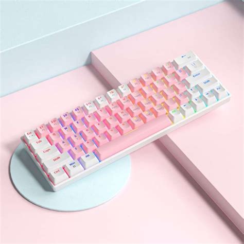Jual Pink 63 Key Rgb Backlit Red Blue Switch Mechanical Keyboard White Blue Di Seller Velvet