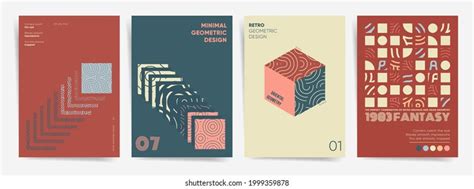 레트로 바우하우스 기하학 포스터 세트도서 표지 스톡 벡터로열티 프리 1999359878 Shutterstock