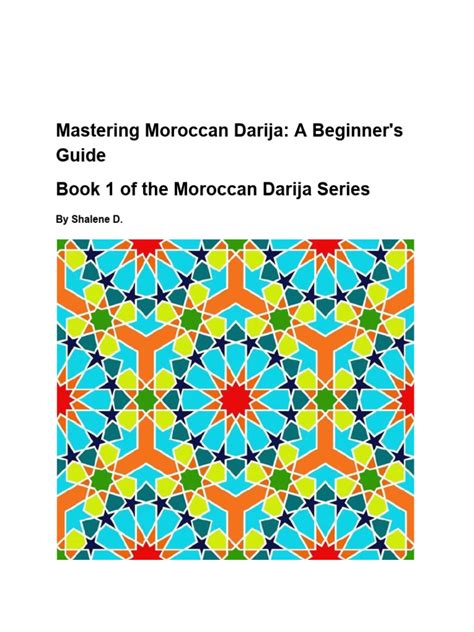 Moroccan Darija For Beginners Pdf Grammatical Gender Arabic
