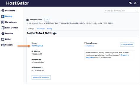 how do i log into the web host manager whm hostgator support