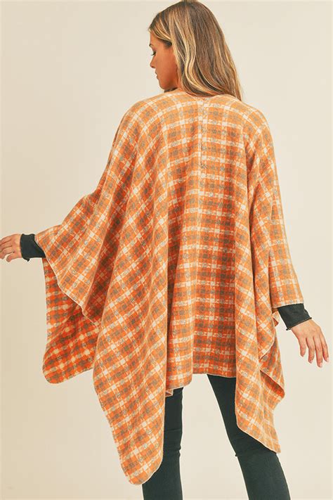 Plaid Ruana In Orange Best Of Everything Online Shopping