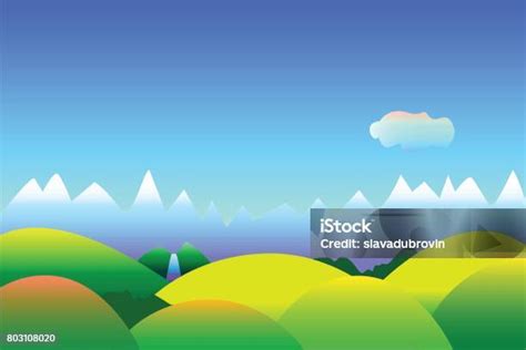 텍스트 파란색과 녹색에서 벡터 일러스트 레이 션에 대 한 공간으로 간단한 낙관 풍경 벡터 배경 구도에 대한 스톡 벡터 아트 및 기타 이미지 Istock