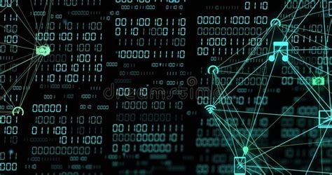 Animation Of Globe With Binary Coding And Data Processing Over Dark