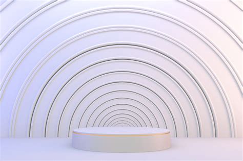 3d 렌더링 화이트와 골드 포디움 추상 실린더 디스플레이를 모던한 미니멀리즘 모의 0명에 대한 스톡 사진 및 기타 이미지 0명 3차원 형태 개념 Istock