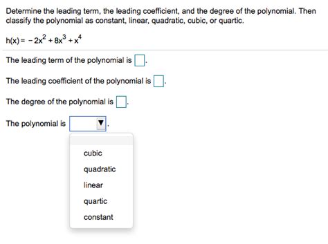 Solved Determine The Leading Term The Leading Coefficient