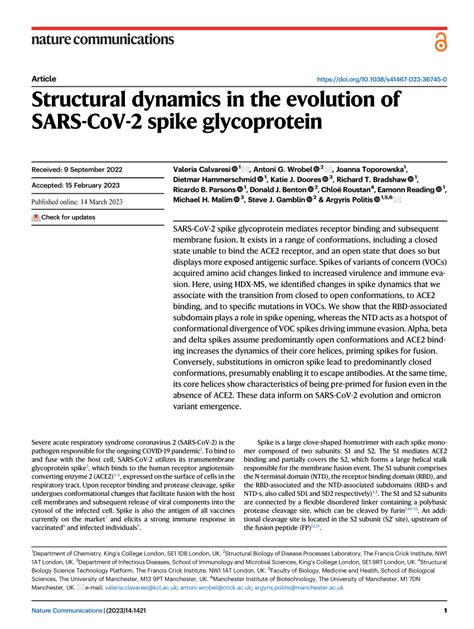 Pdf Structural Dynamics In The Evolution Of Sars Cov 2 Spike Glycoprotein