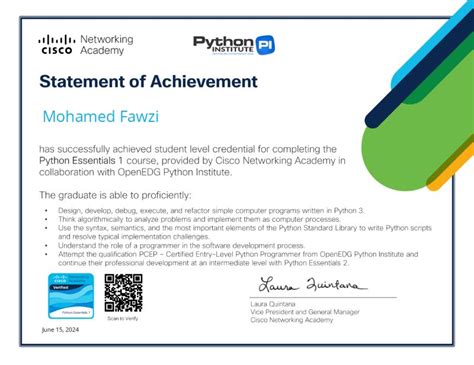 Mohamed Fawzi On Linkedin الحمدلله Python Cisco Certificate