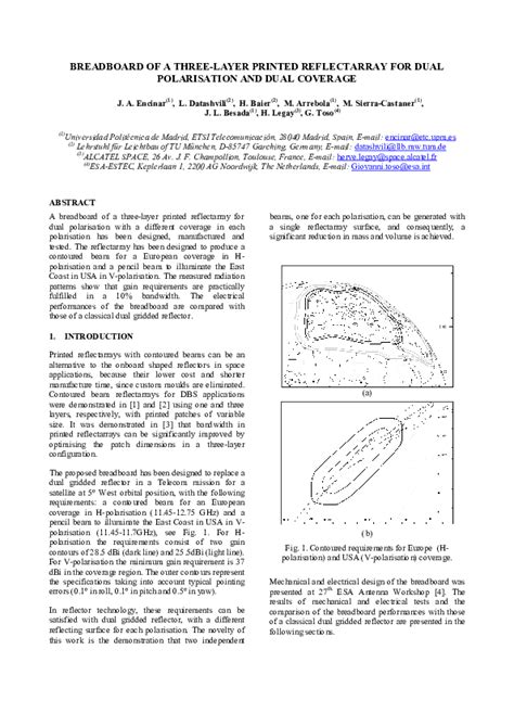 Pdf Breadboard Of A Three Layer Printed Reflectarray For Dual Polarisation And Dual Coverage