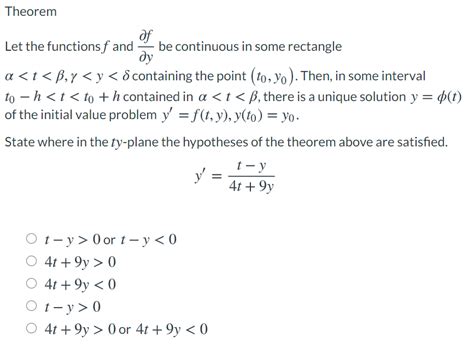 Solved Theorem Of Let The Functionsf And Be Continuous In Chegg