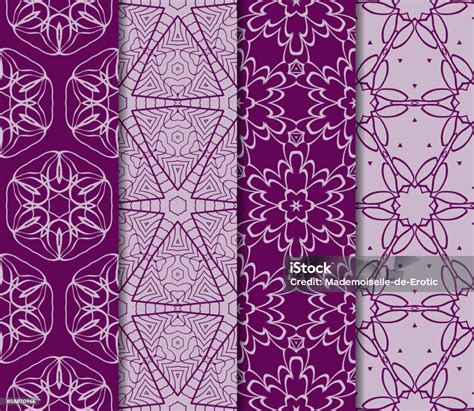 로얄 퍼플 색상의 완벽 한 패턴의 집합입니다 벡터 일러스트 레이 션 배경 화면 및 배경 디자인입니다 꽃 식물에 대한 스톡 벡터 아트 및 기타 이미지 Istock