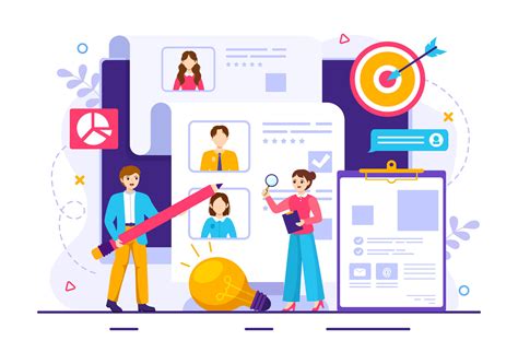 Hrm Human Resource Management Vector Illustration With System Managing