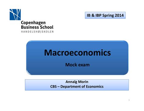 Sample Practice Exam March Answers Macroeconomics IB IBP Spring Macroeconomics