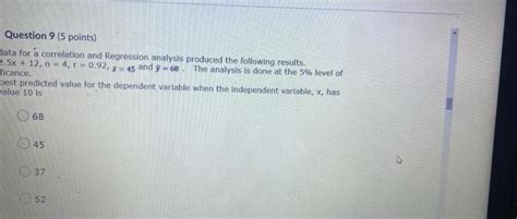 Solved Question Points Data For A Correlation And Chegg